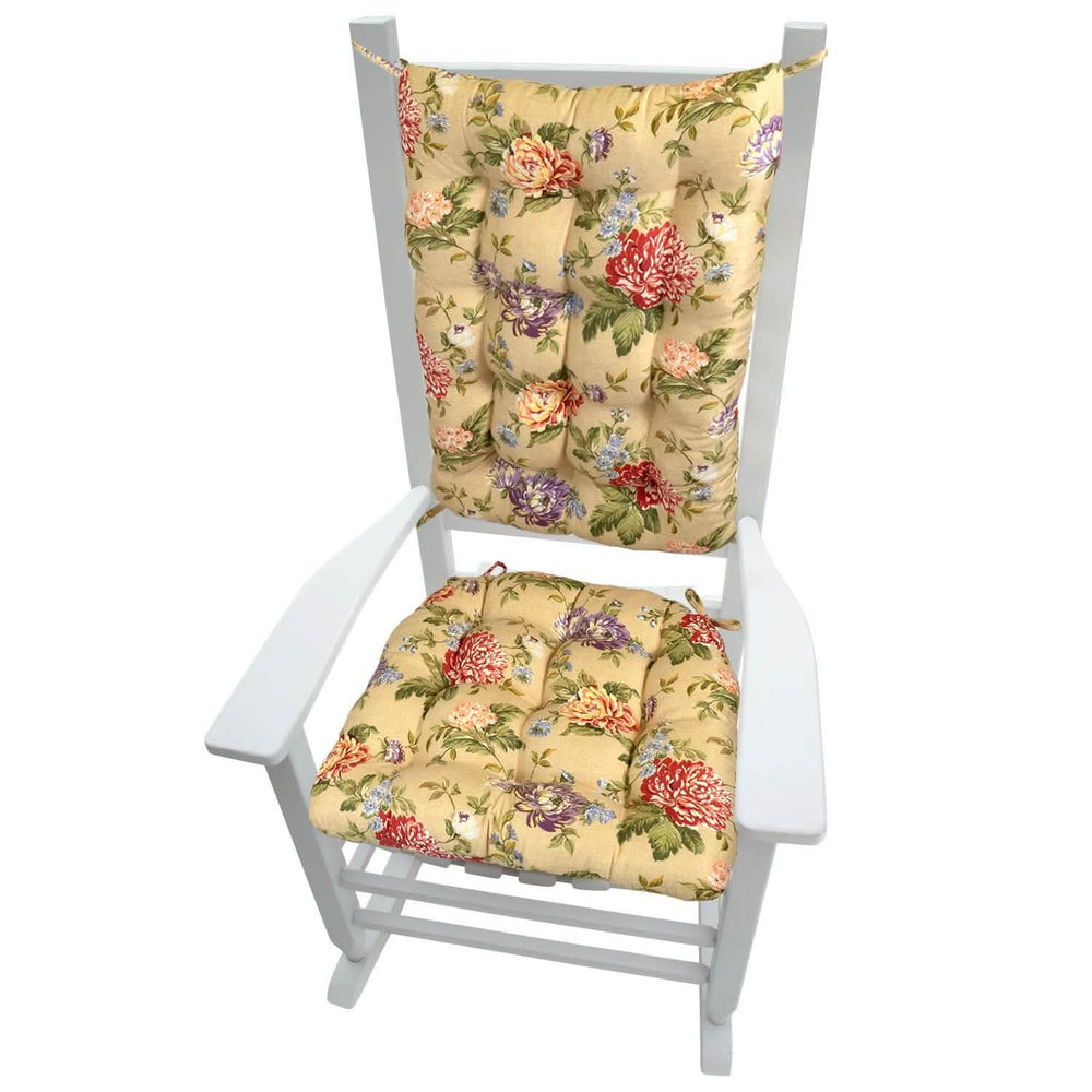 Lili Floral Rocking Chair Cushion Set - Latex Foam Fill - Reversible