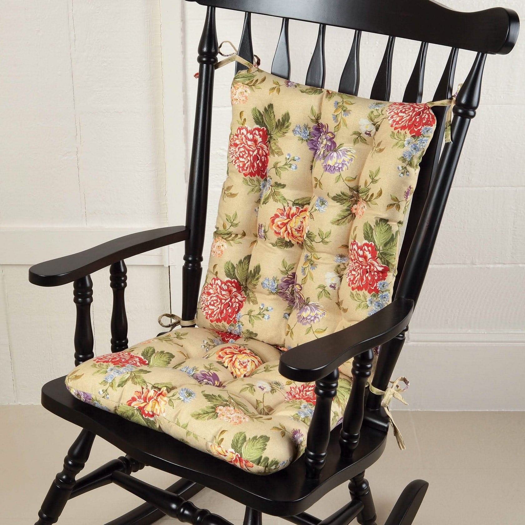 Lili Floral Rocking Chair Cushion Set - Latex Foam Fill - Reversible ...