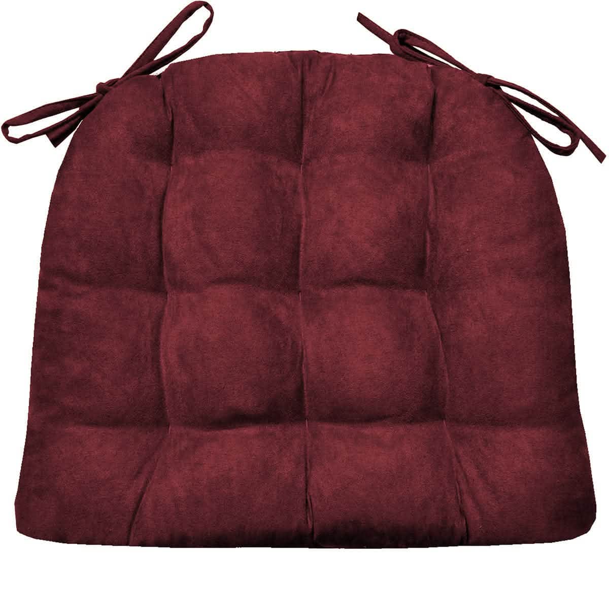 Microsuede Claret Red Dining Chair Pads - Machine Washable