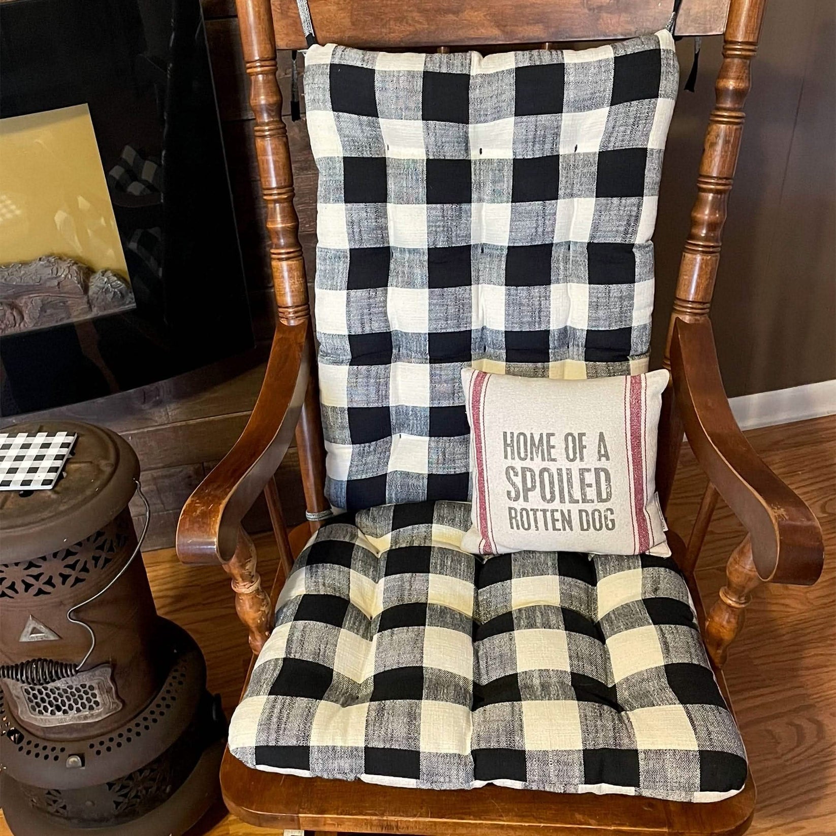 Buffalo Check Rocking Chair Cushions - Latex Foam Fill - Reversible ...