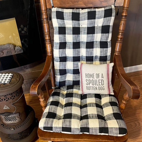 Buffalo Check Rocking Chair Cushions - Latex Foam Fill - Reversible ...