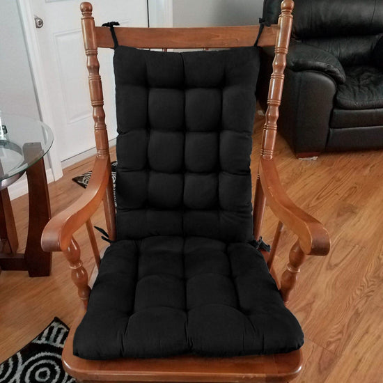 Cotton Duck Black Rocking Chair Cushions - Latex Foam Fill – Barnett ...