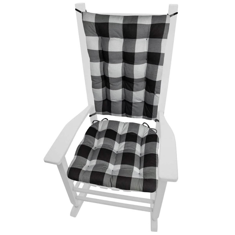 Buffalo Check Black & Grey Rocking Chair Cushions - Latex Foam Fill ...