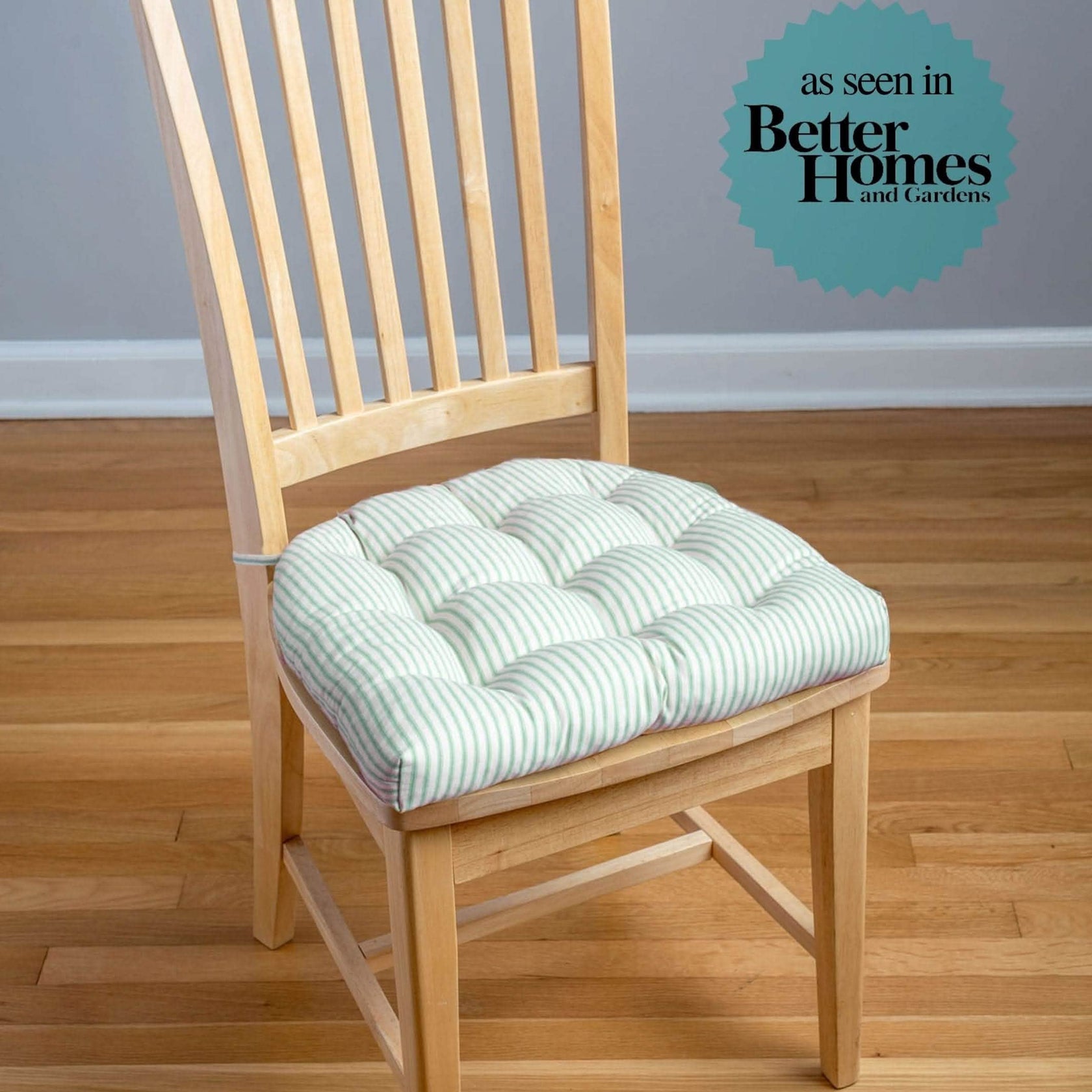 Ticking Stripe Aqua Chair Pad - Reversible, Latex Foam Fill – Barnett ...